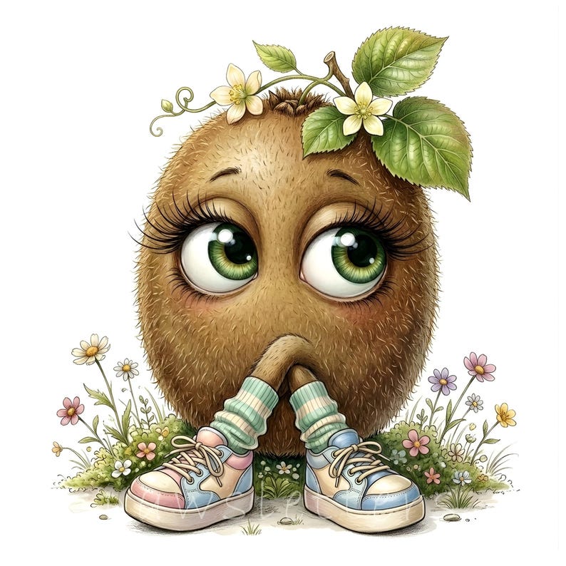 25 Kawaii Fruit Clipart: Whimsical Cute Fruit Art Bundle Summer Food ...