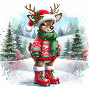 Christmas Reindeer Clipart | Set of 10 | High Quality 300 DPI Jpegs ...