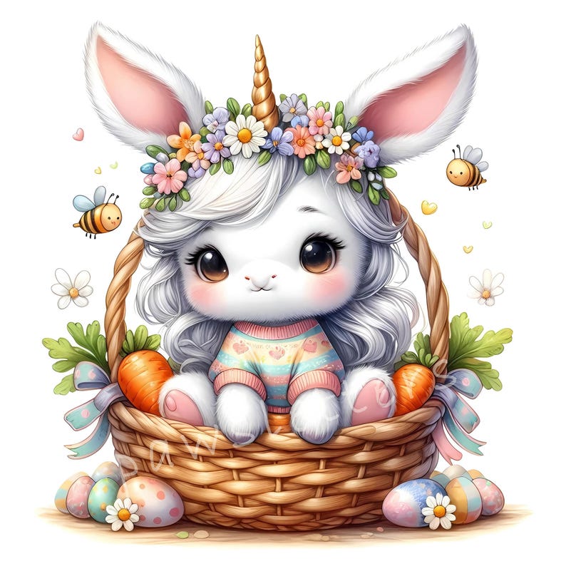 Watercolor Bunny Unicorn Clipart, Easter Spring Animals (10 JPG) - Etsy