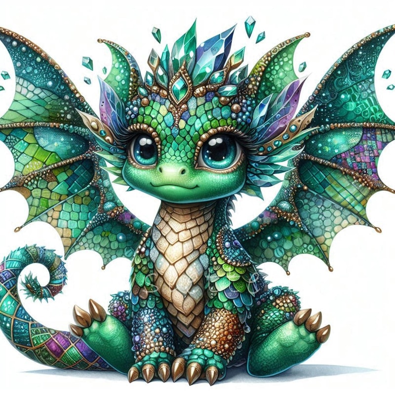 Teal Dragon Clipart - Etsy
