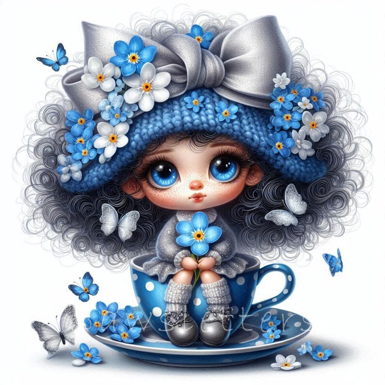 Forget Me Not Gnome Clipart | Set of 10 | High Quality 300 DPI Jpegs ...