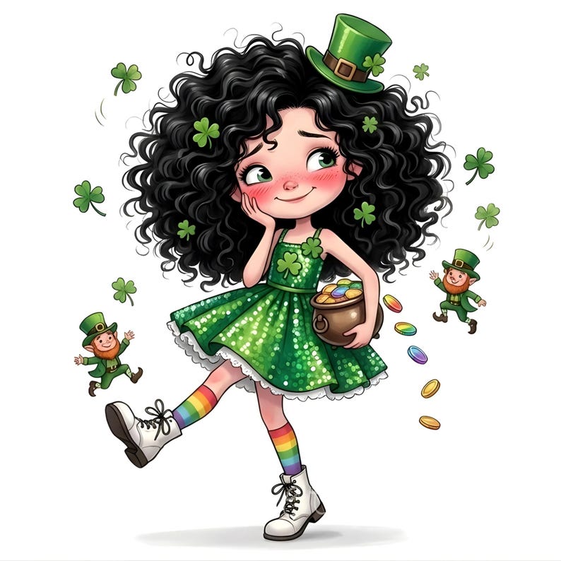 13 JPG St Patricks Day Leprechaun Girl Clipart –shamrock Princess Lucky ...