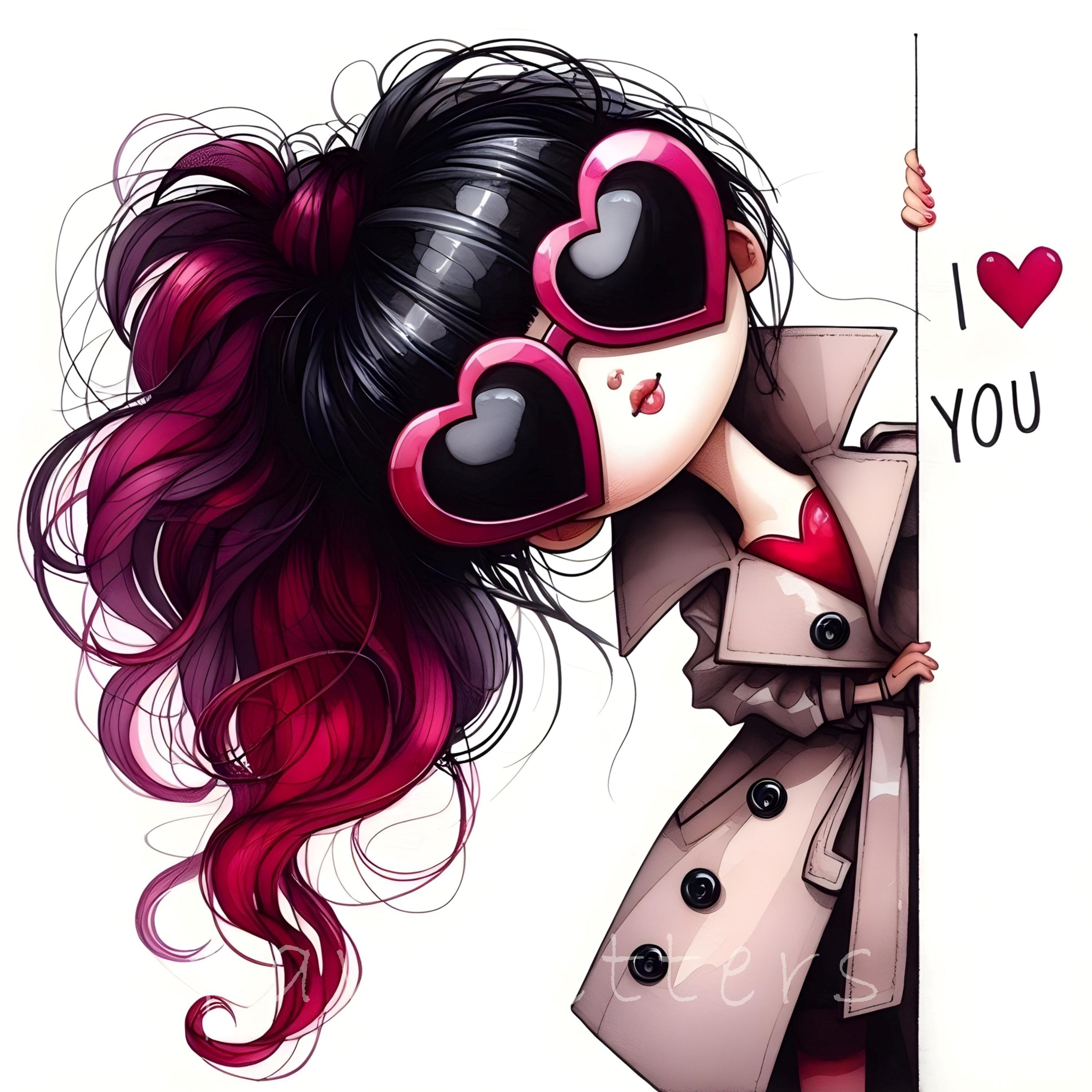 Valentine Girlfriend Clipart - Whimsical Girl Valentine Day Secret ...