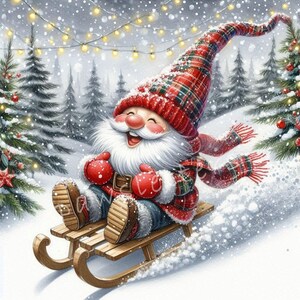 Sledding Adventure Gnomes Clip Art 10 High Res Watercolor Jpgs for Junk ...