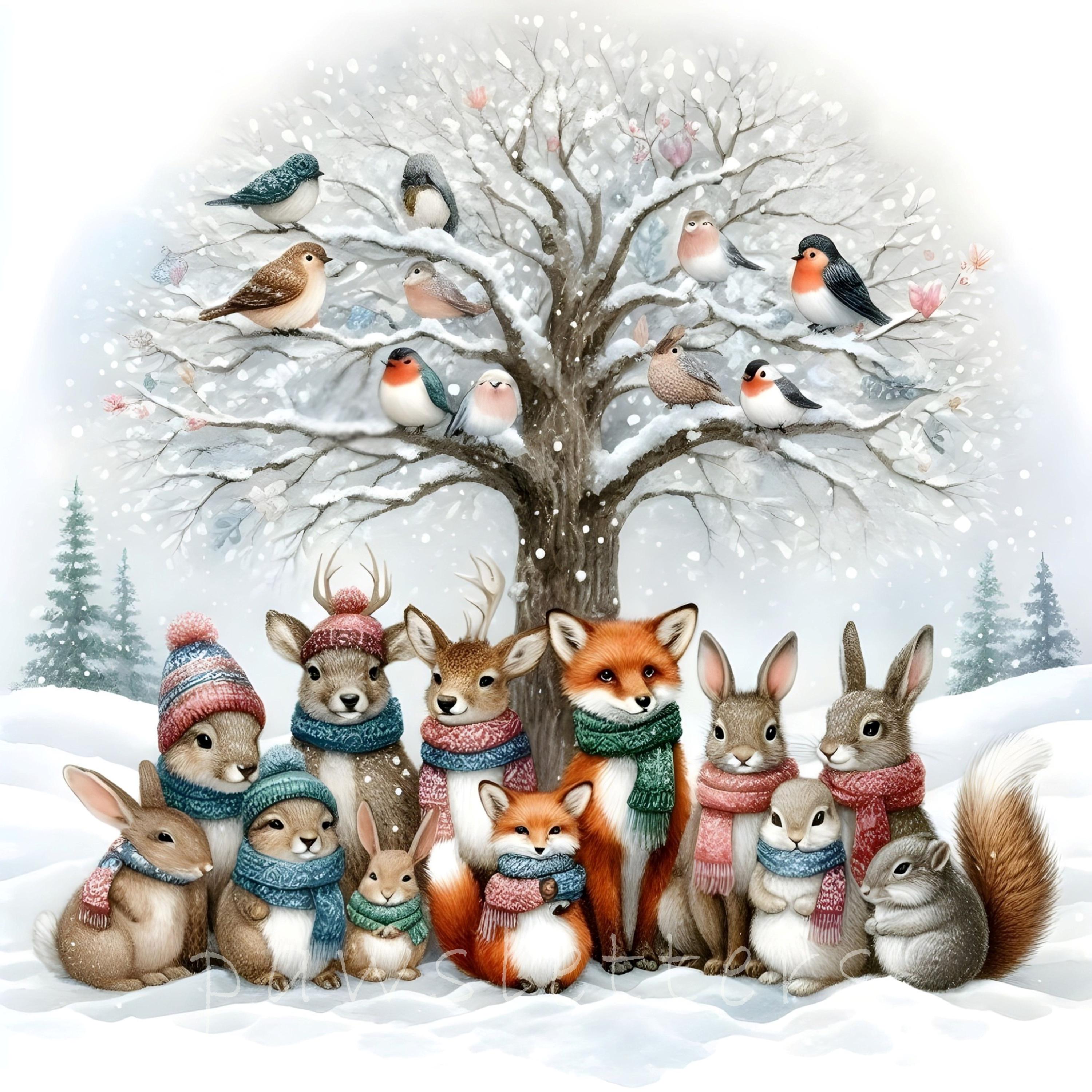 Winter Woodland Animals Art 10 High Res Watercolor Jpgs Winter Animals ...