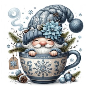 22 JPG Watercolor Winter Gnome, Christmas Gnome Clipart, Cute Gnome ...
