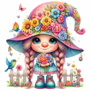 Spring Gnome Garden Clipart | Set of 10 | High Quality 300 DPI Jpegs ...