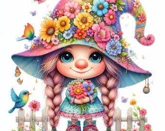 Summer Gnome Clipart Set of 10 High Quality 300 DPI Jpegs Cute ...
