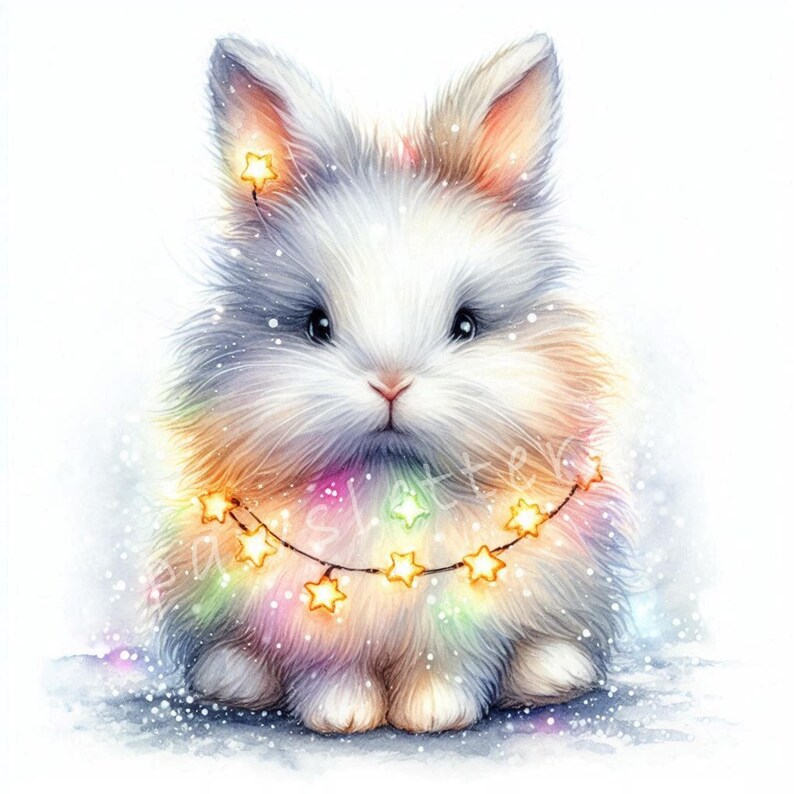 Christmas Bunny Clipart 10 High Res Watercolor Jpgs Cute Winter Animals ...