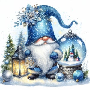 Snow Globe Gnomes Watercolor Clipart, 10 Christmas Jpgs (digital ...