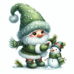 Frosted Pine Winter Gnomes Clip Art 10 High Res Watercolor Jpgs for ...