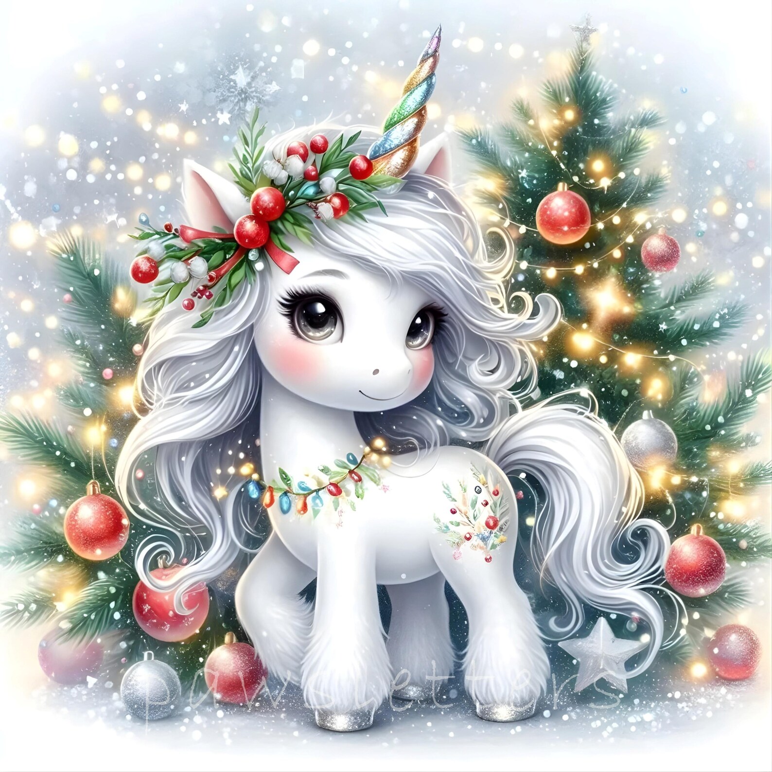 Festive Christmas Unicorn Clipart | Set of 10 | High Quality 300 DPI ...