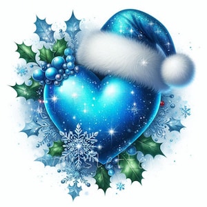 Winter Christmas Blue Hearts Clipart | Set of 10 | High Quality 300 DPI ...