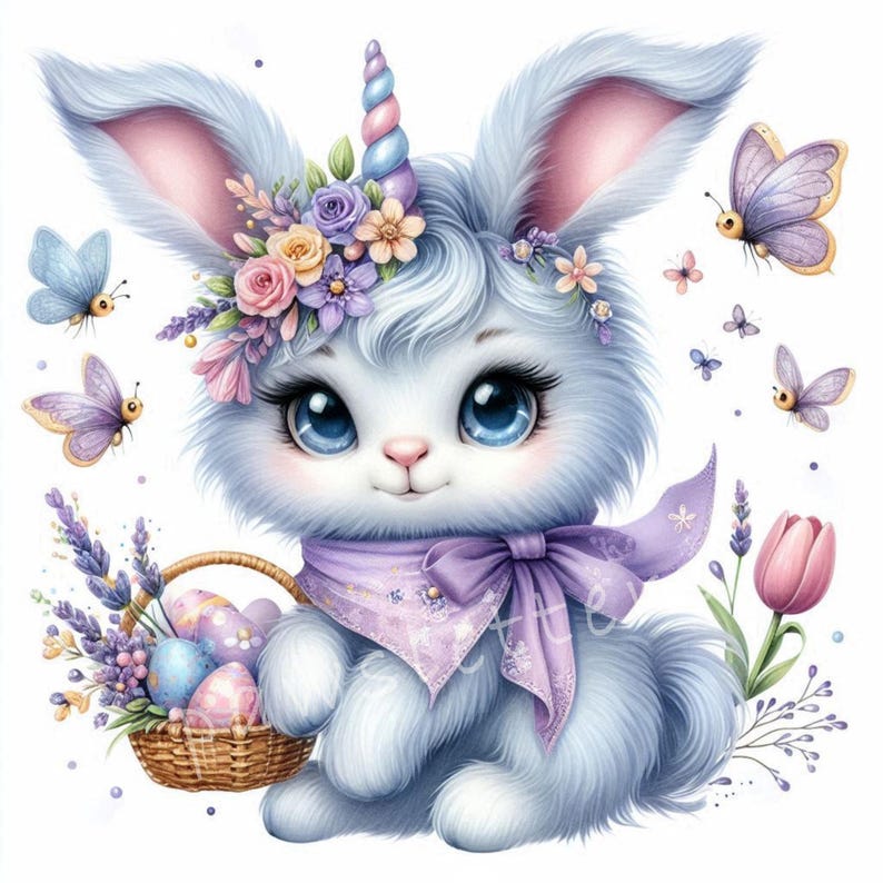 Bunny Unicorn Clipart, 10 Cute Animal JPG, High Quality 300 DPI, Easter ...