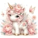 Peony Princess Unicorn Clipart Bundle 10 High Res Jpgs, Watercolor ...