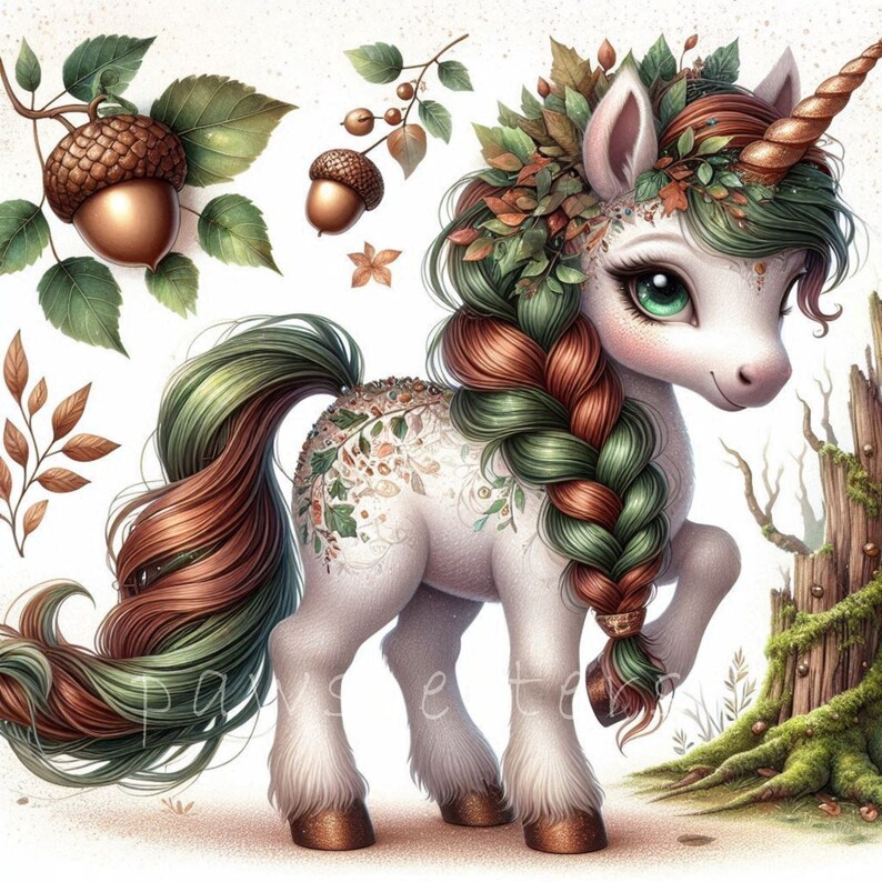 Hello Fall Woodland Unicorn Clipart Set of 10 High Quality 300 DPI ...