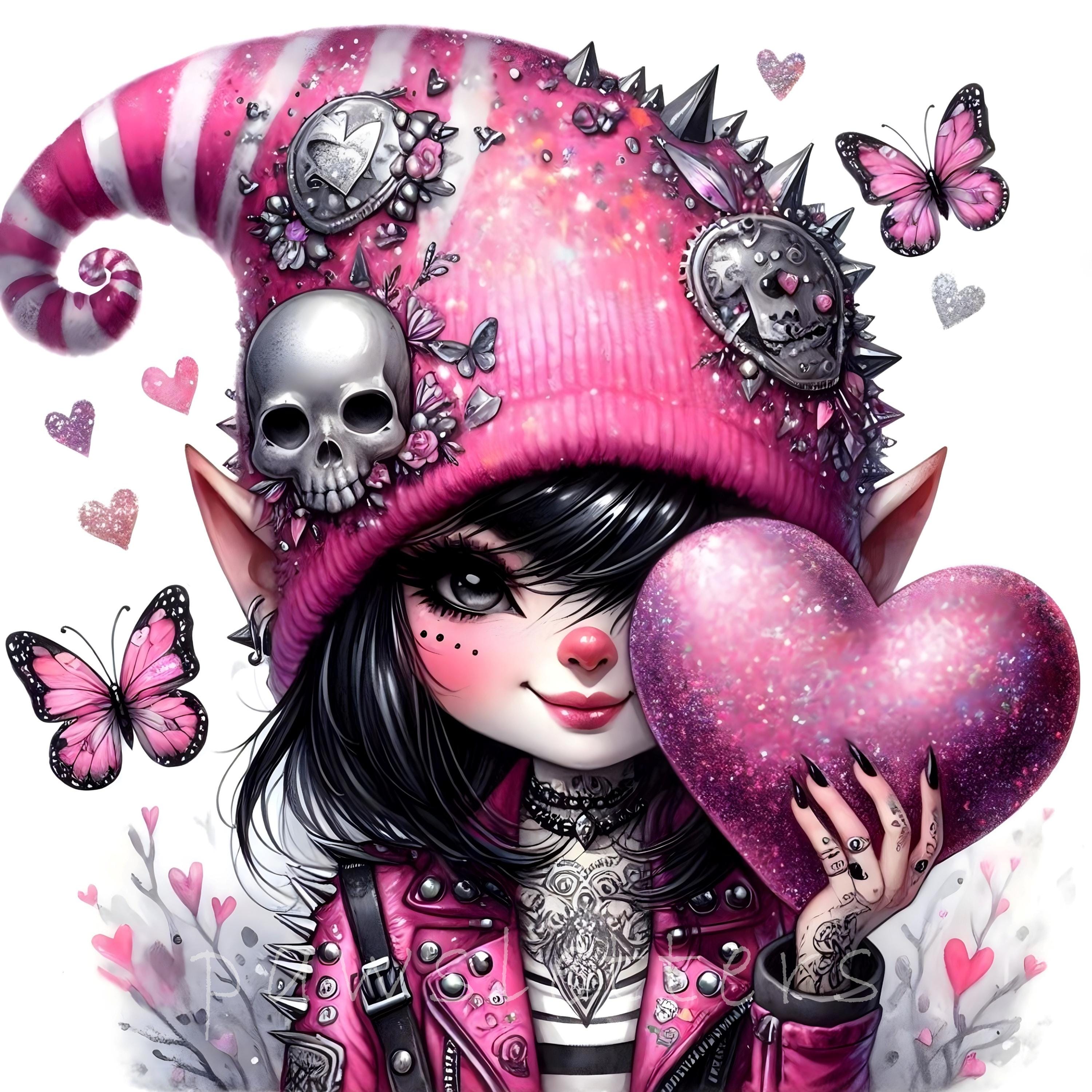 Groovy Valentine Gnome Clipart: Retro Girl Gnomes, Funky Hippie Love ...