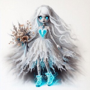 Ghost Bride Doll Clip Art 10 High Res Watercolor Jpgs for Junk Journal ...