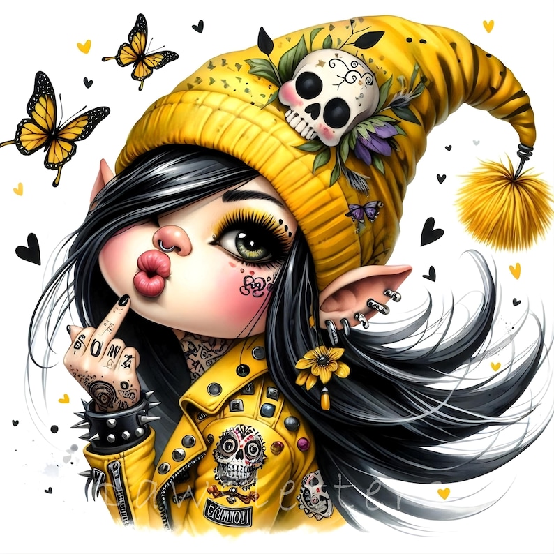 Groovy Valentine Gnome Clipart: Retro Girl Gnomes, Funky Hippie Love ...