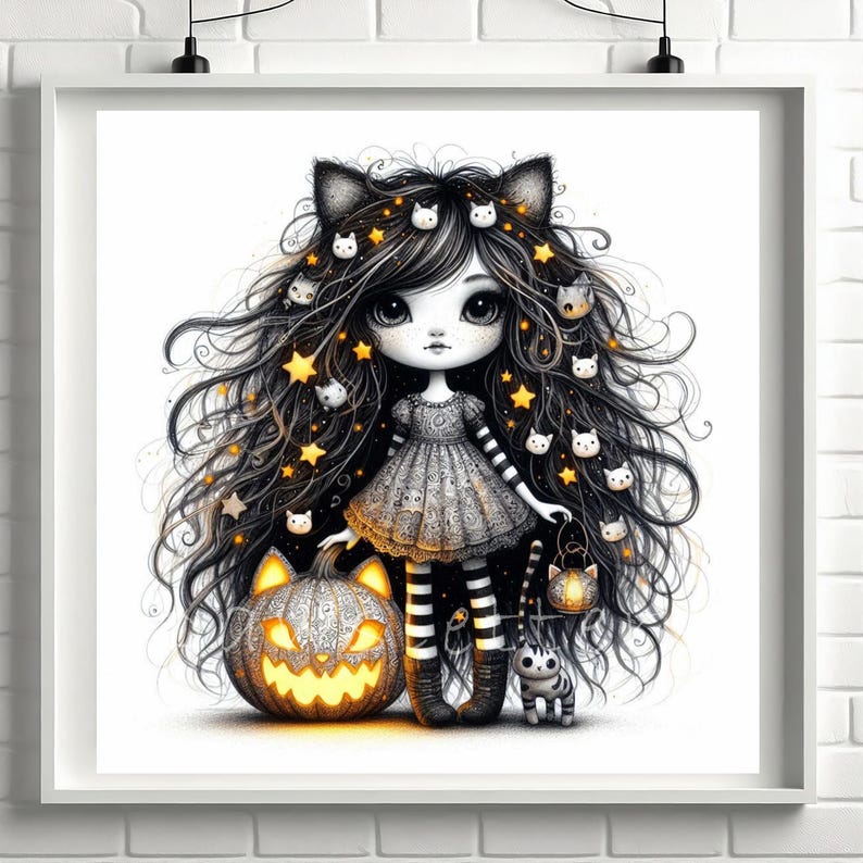 Quirky Girl Halloween Clipart | Set of 10 | High Quality 300 DPI Jpegs ...