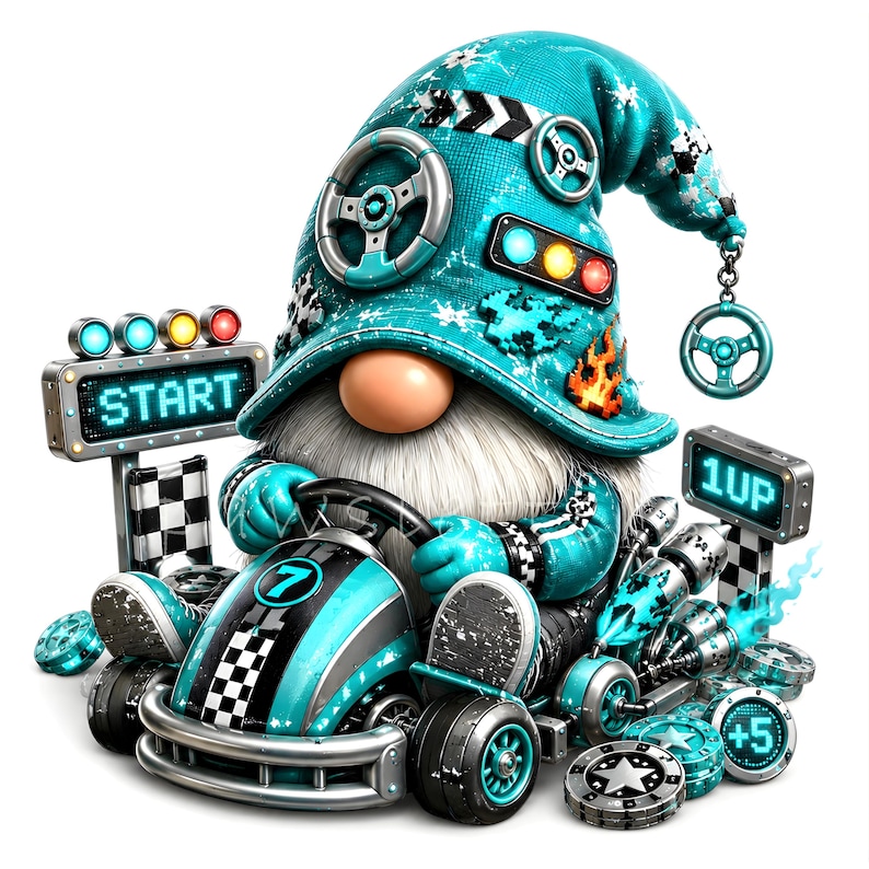 Arcade Gnome Cuties Clipart Bundle, 20 JPG Retro Gamer Characters, Cute ...