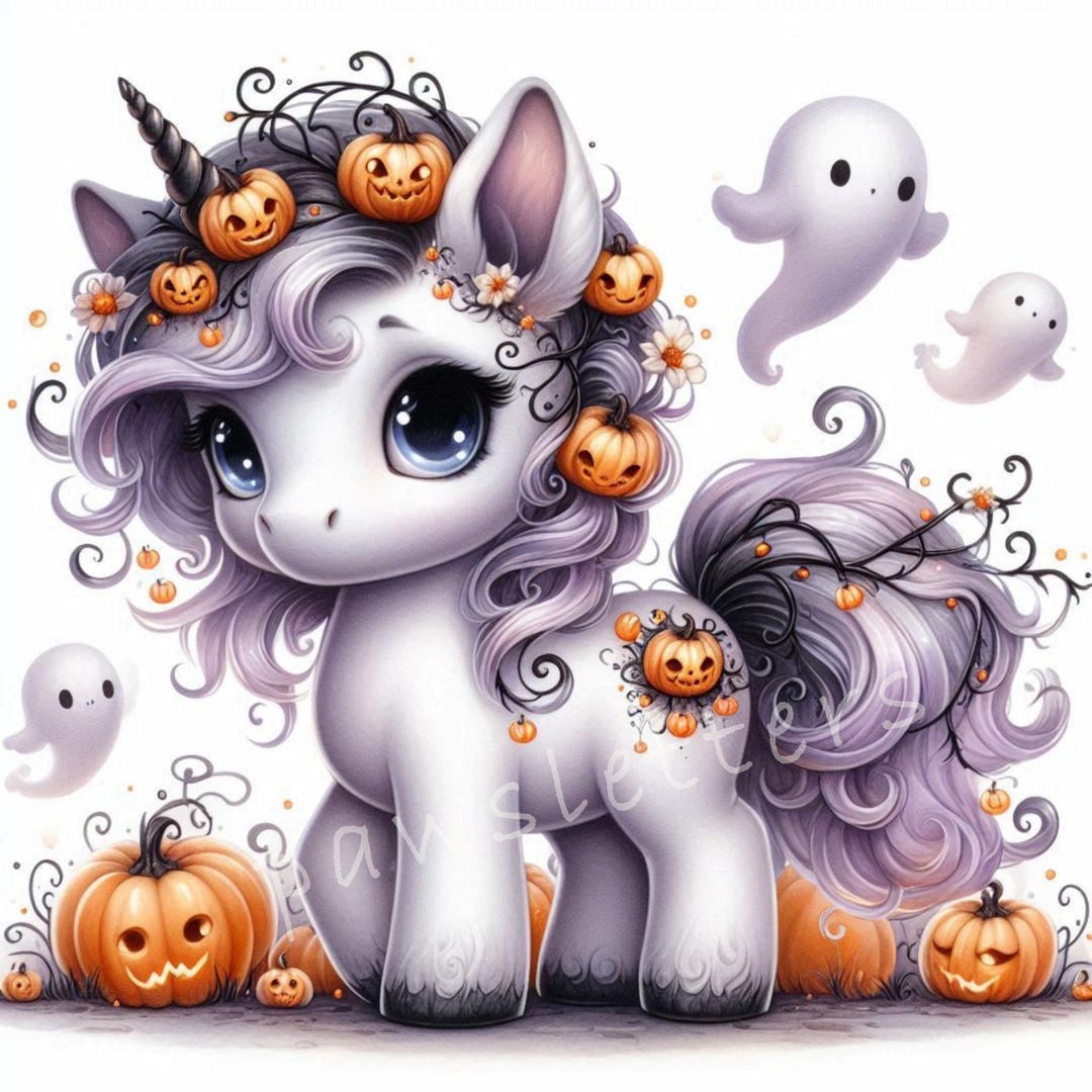Watercolor Cute Halloween Clipart Bundle 10 High Res Jpgs Ghostly ...