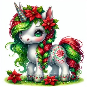 Christmas Unicorn Clipart | Set of 10 | High Quality 300 DPI Jpegs ...