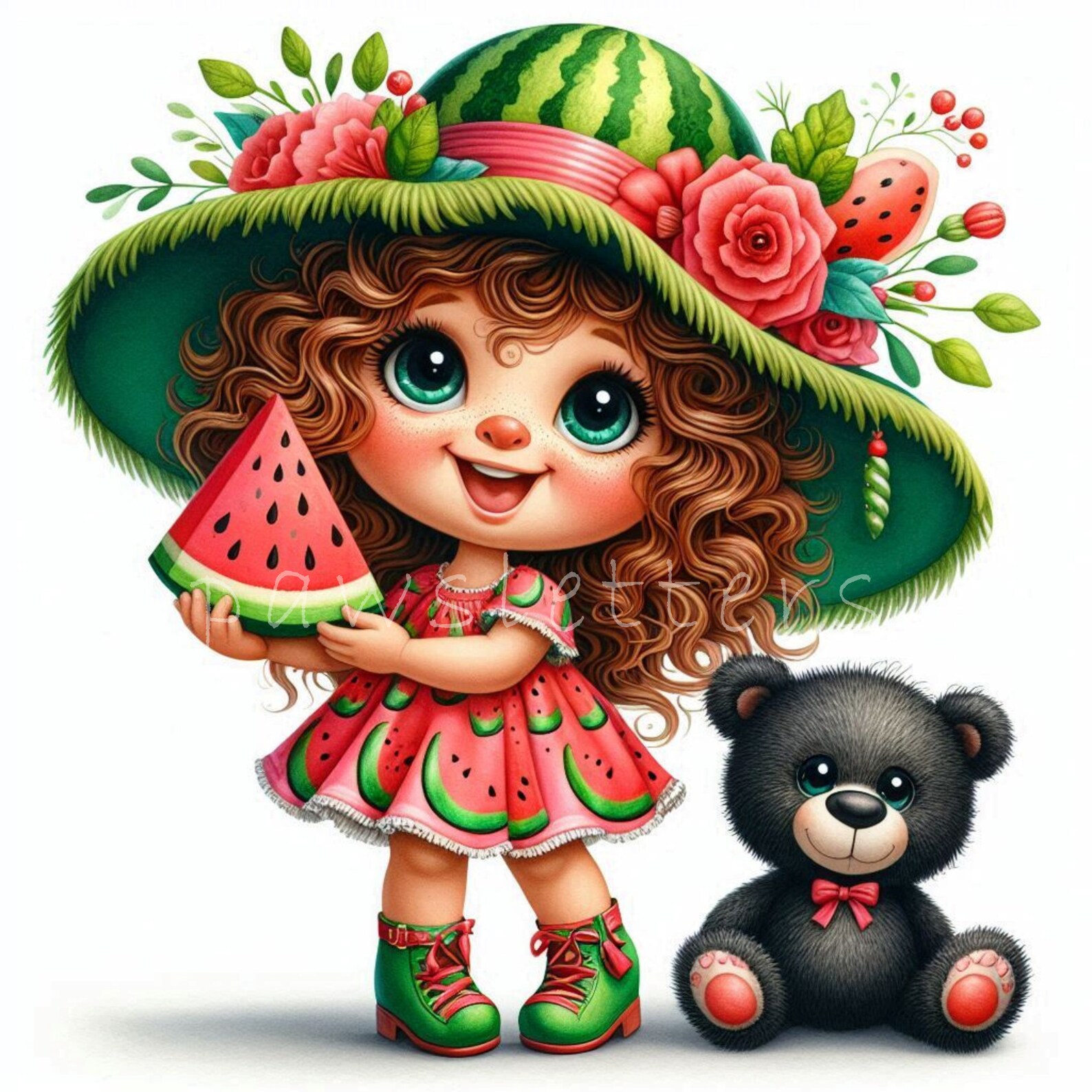 Sweet Watermelon Gnome Clipart | Set of 10 | High Quality 300 DPI Jpegs ...