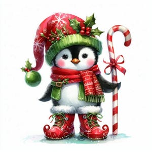 Christmas Penguin Clipart | Set of 10 | High Quality 300 DPI Jpegs ...