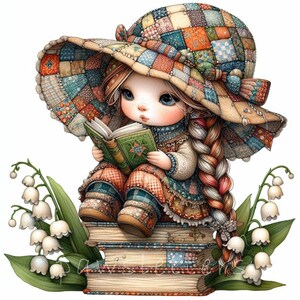 Patchwork Reading Gnome Clipart | Set of 10 | High Quality 300 DPI ...