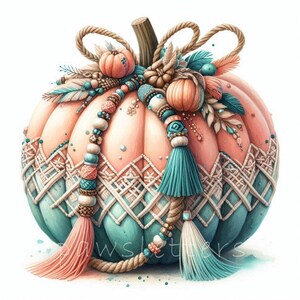 Boho Chic Pumpkin Clipart | Set of 10 | High Quality 300 DPI Jpegs ...