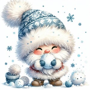 Snowball Fight Gnomes Clipart 10 High Res Watercolor Jpgs for Junk ...