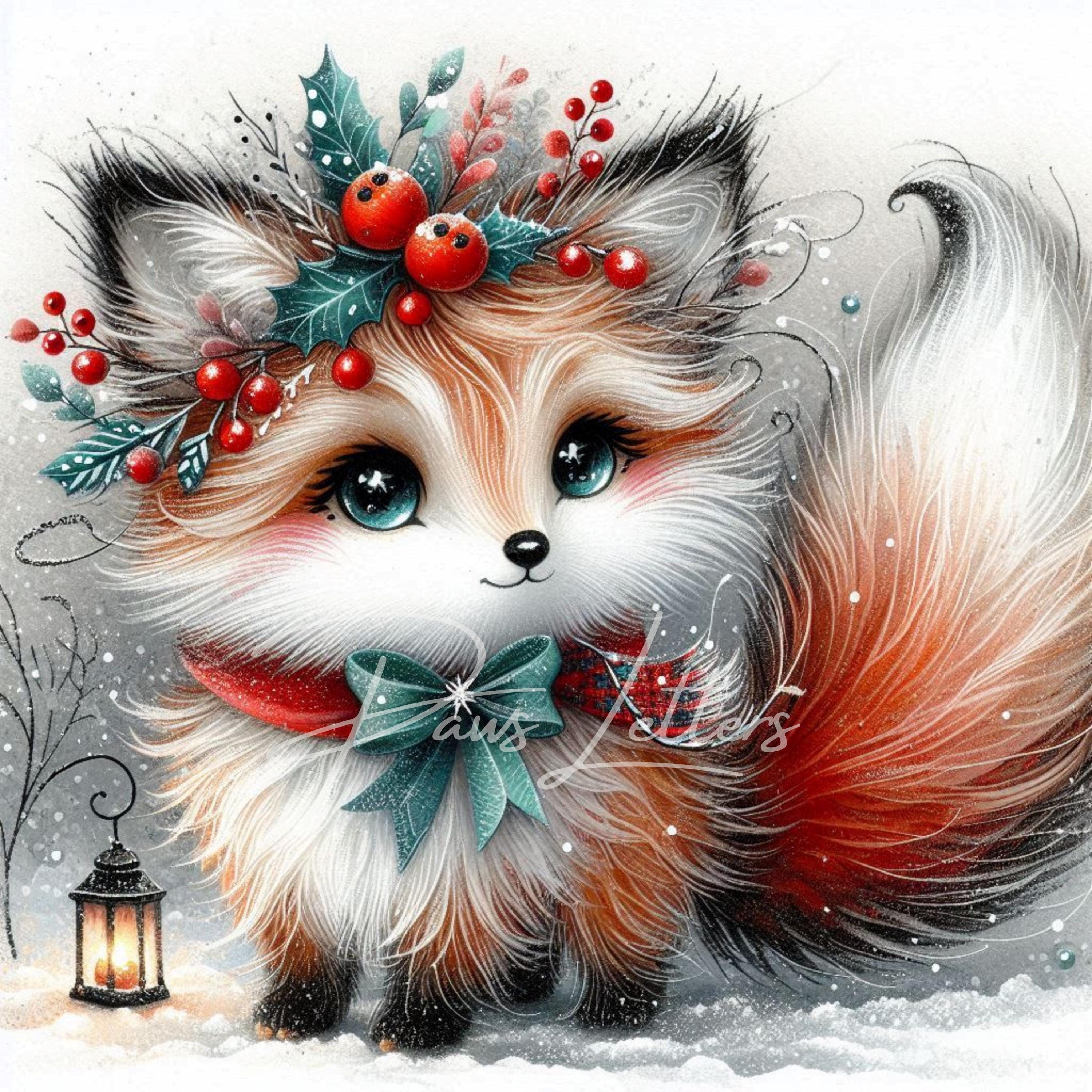 Christmas Animals Clip Art 10 High Res Watercolor Jpgs Winter Animals ...