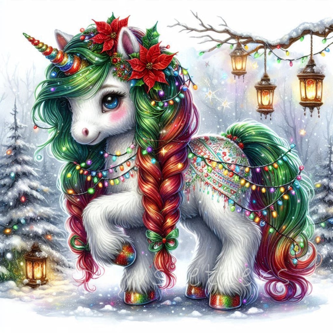Christmas Unicorn Clipart | Set of 10 | High Quality 300 DPI Jpegs ...