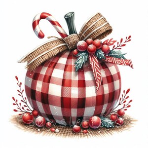 Plaid Pumpkin and Peppermint Clipart Set of 10 High Quality 300 DPI ...