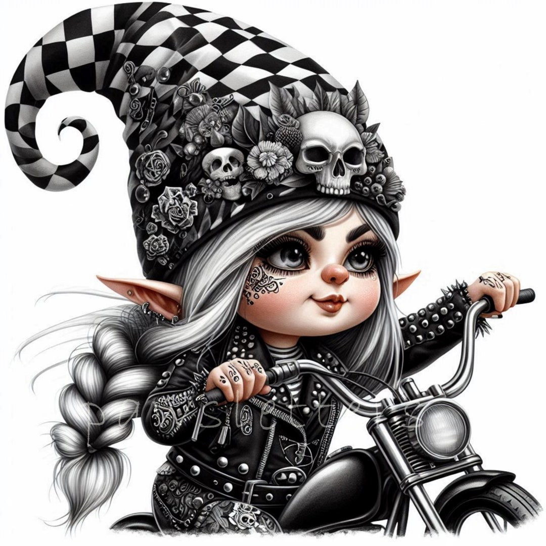 Biker Gnome Clipart | Set of 10 | High Quality 300 DPI Jpegs ...