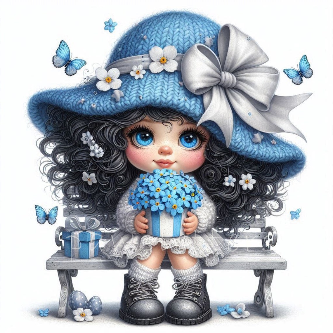 Forget Me Not Gnome Clipart Set of 10 High Quality 300 DPI Jpegs Cute ...