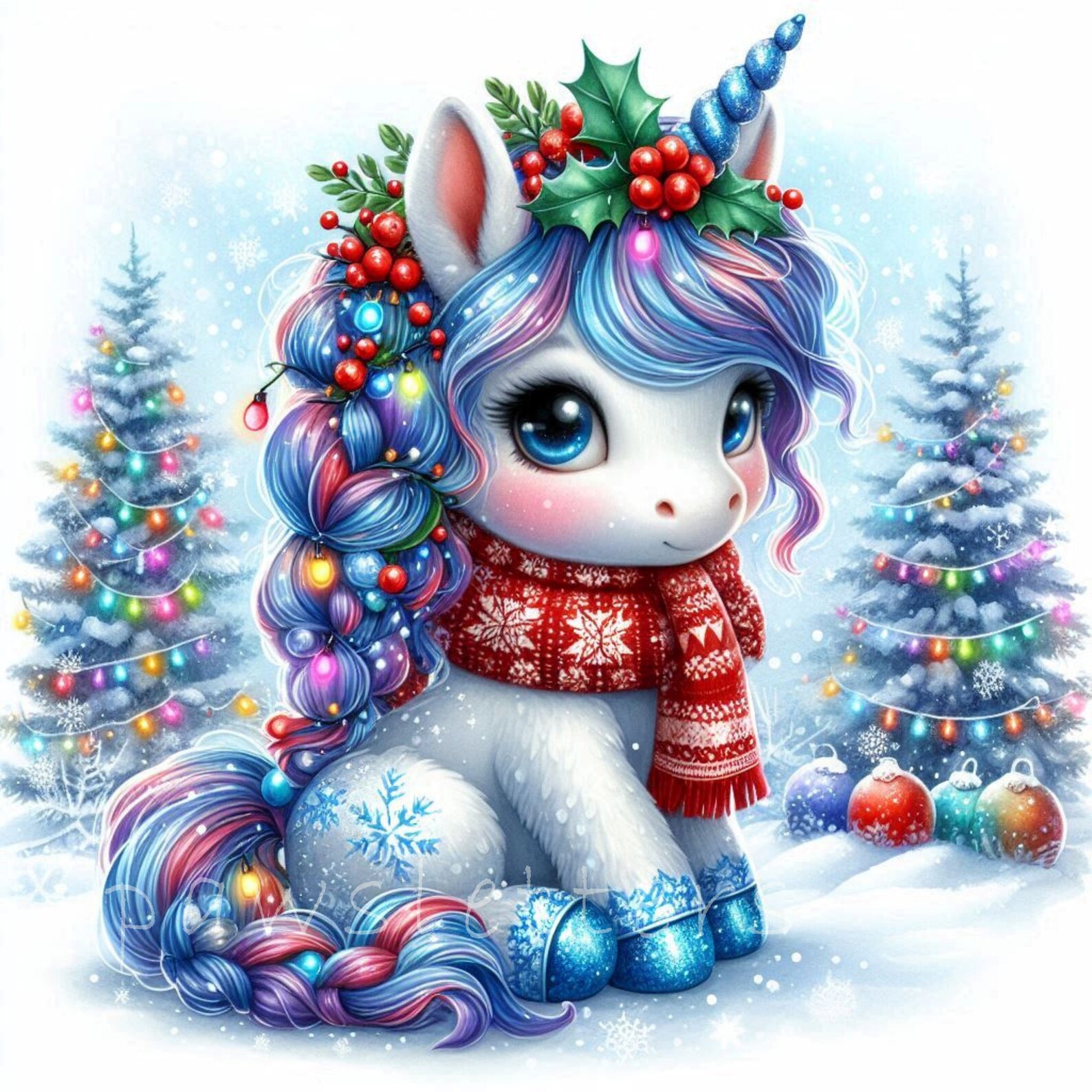 Christmas Winter Unicorn Clipart Set of 10 High Quality 300 DPI Jpegs ...