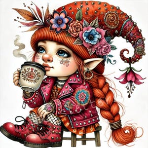 Boho Chic, Floral Gnome Clipart | Set of 10 | High Quality 300 DPI ...