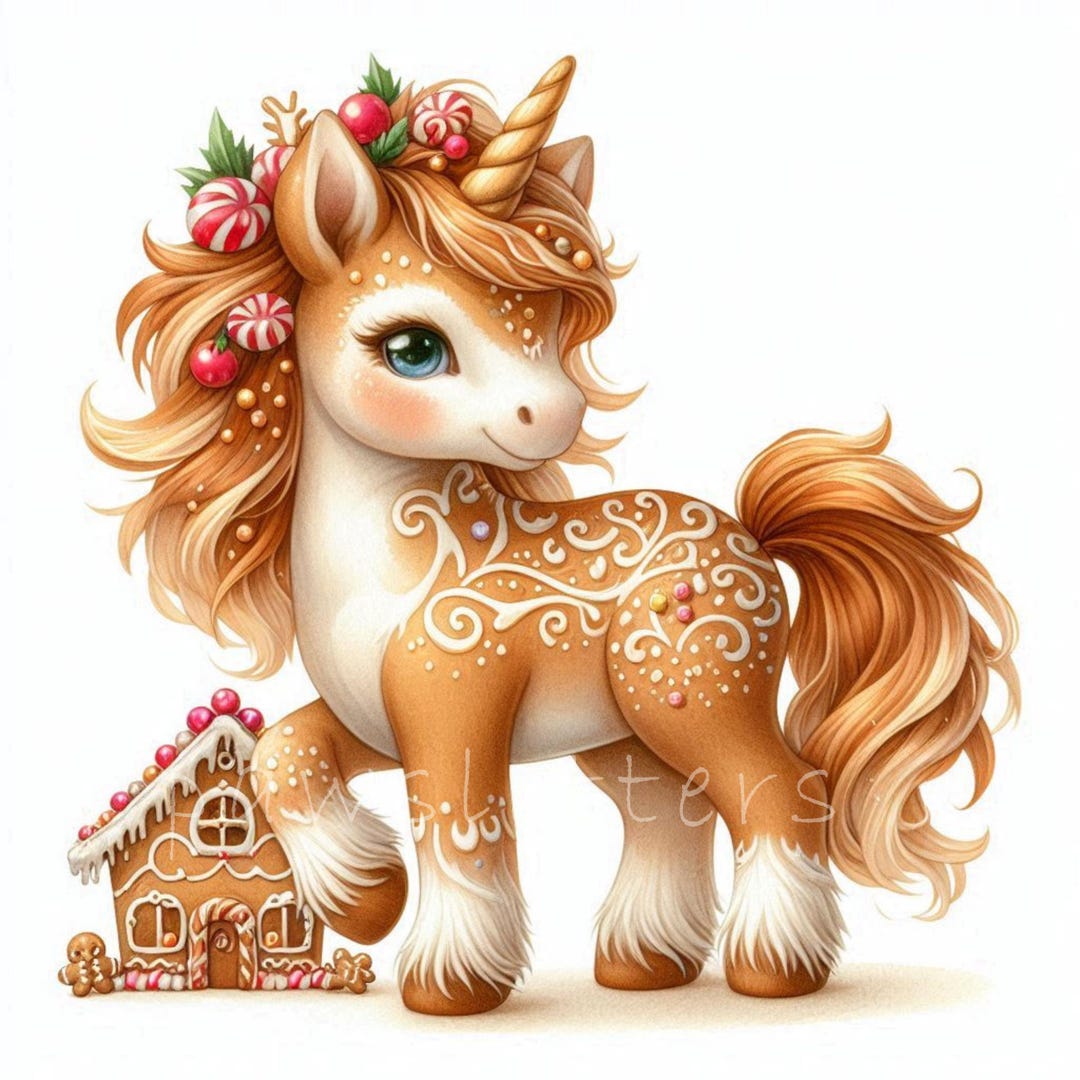 Christmas Gingerbread Unicorn Clipart | Set of 10 | High Quality 300 ...