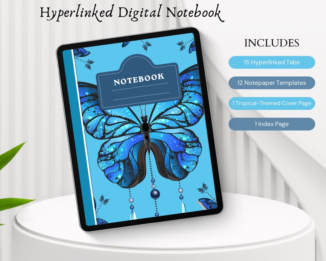 Butterfly Digital Notebook, Digital Notebook With Tabs, Digital Journal ...