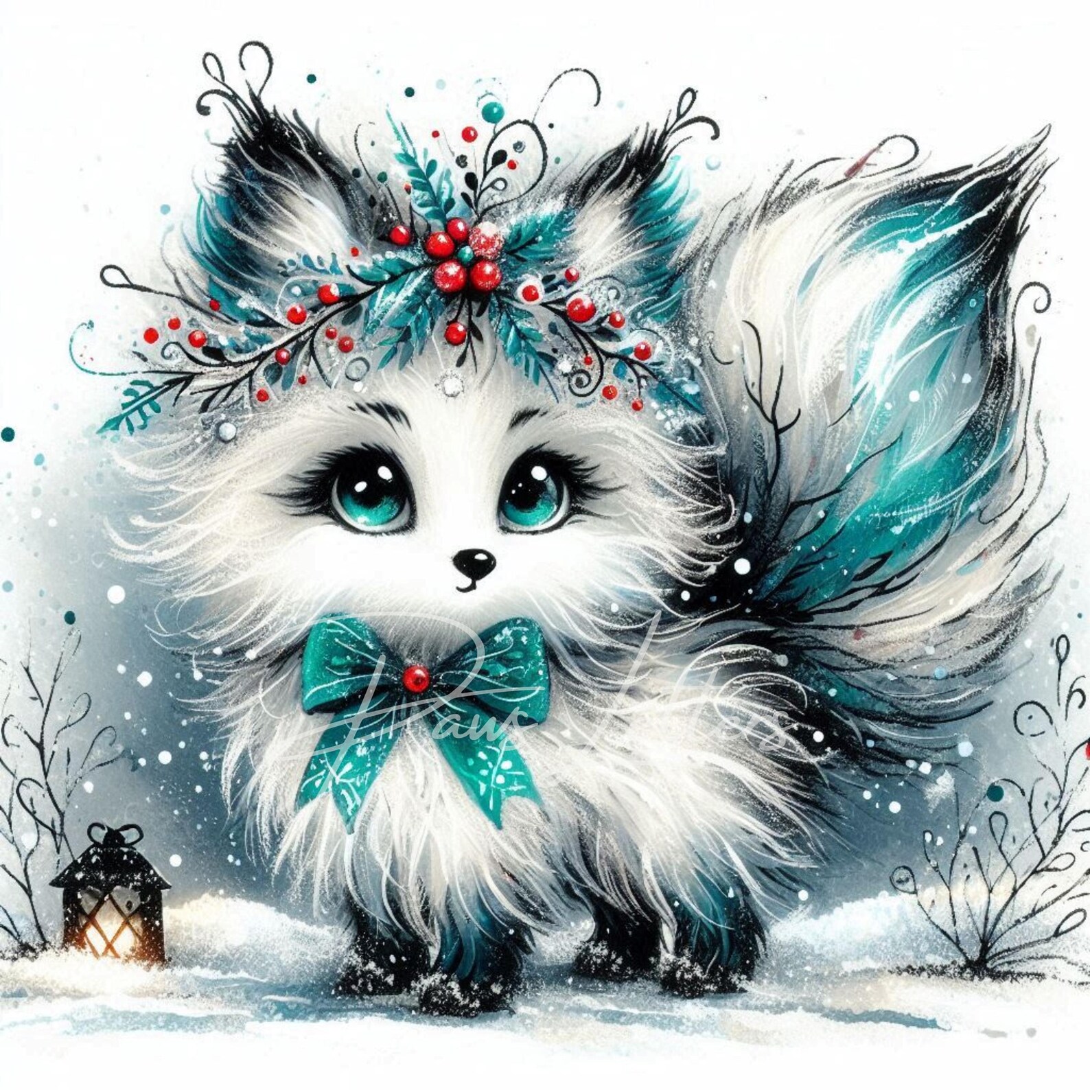 Christmas Animals Clip Art 10 High Res Watercolor Jpgs Winter Animals ...