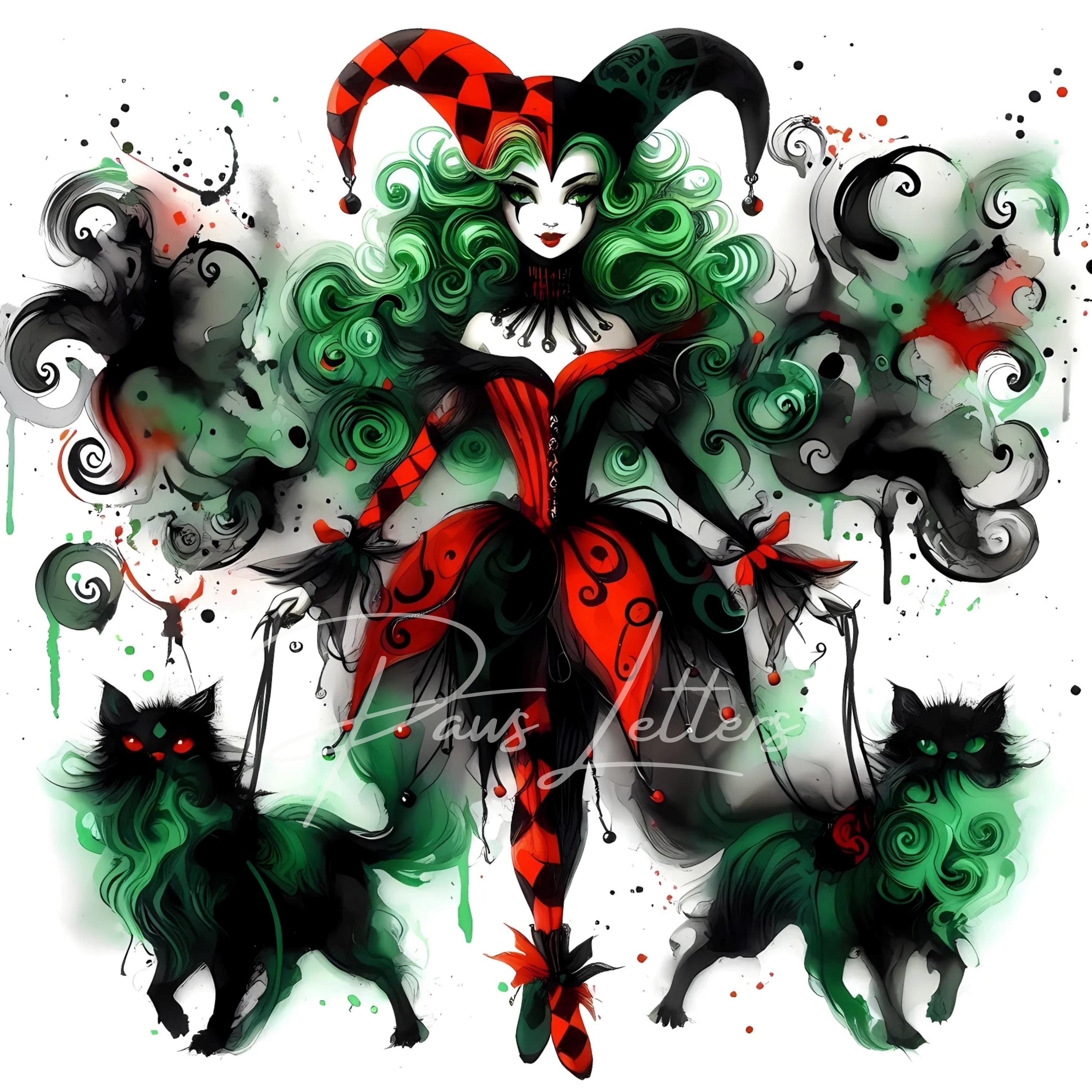 18 JPG Jester Doll Clipart, Spooky Halloween Girl, Gothic Creepy Cute ...