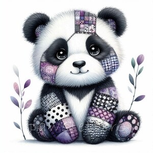 Mosaic Patchwork Panda Delight Clipart | 10 High Quality 300 DPI Jpegs ...