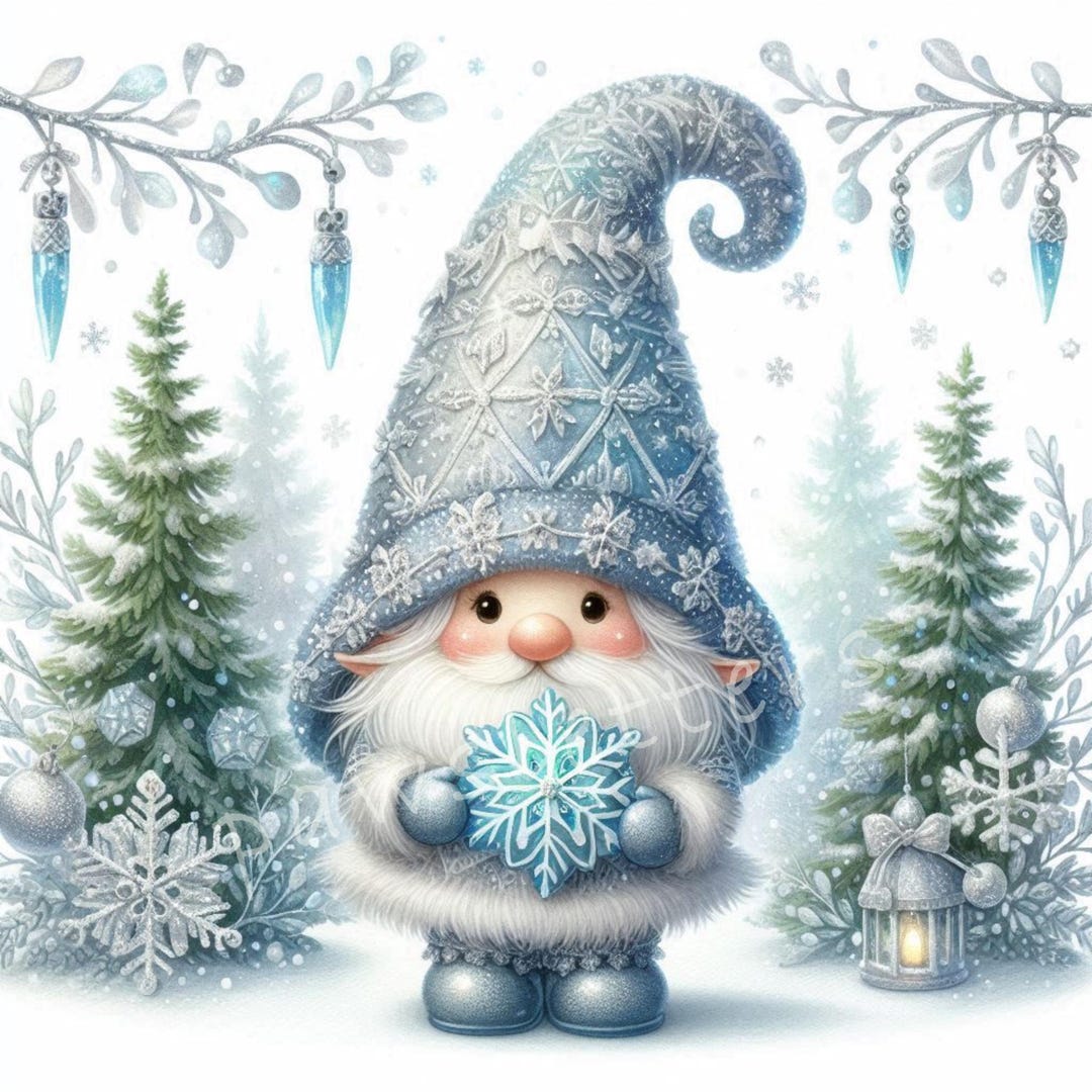 Winter Wonderland Gnomes Clipart 10 High Res Watercolor Jpgs Holiday ...