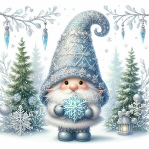 Winter Wonderland Gnomes Clipart 10 High Res Watercolor Jpgs Holiday ...