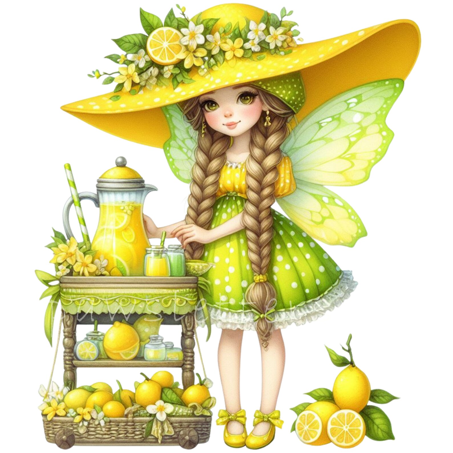 Summer Fairy Clipart Bundle, Girl Clipart, 12 PNG Sweet Lemon Fairy ...