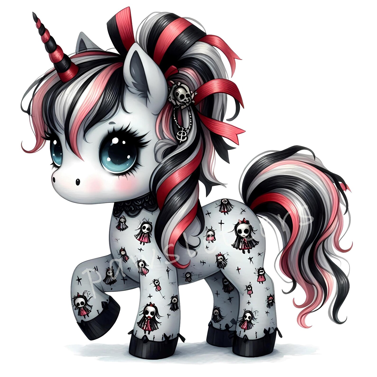Cursed Doll Unicorn Clipart Bundle 10 High Res Jpgs, Watercolor Cute ...