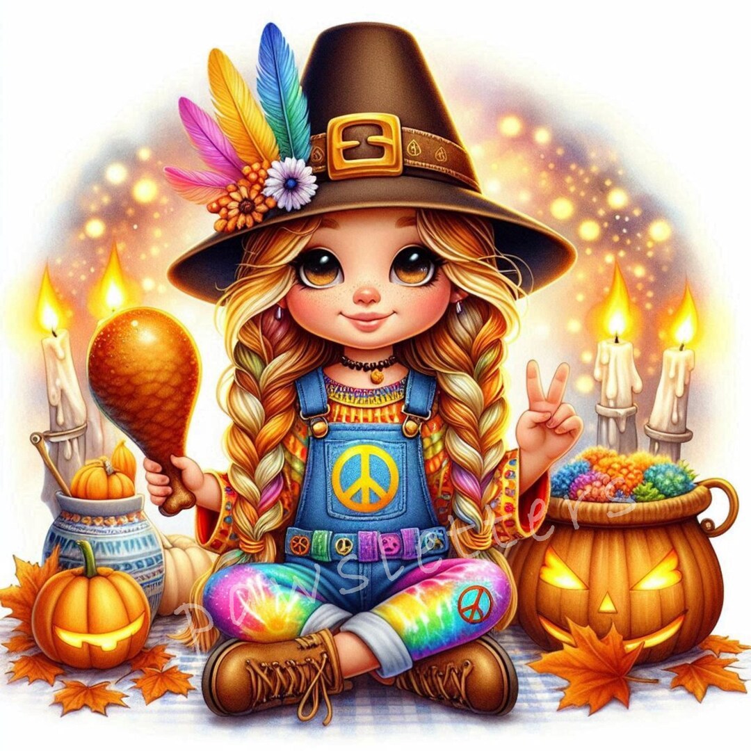 Thanksgiving Gnomes Clipart 10 High Res Watercolor Jpgs Peace Gnome Art ...
