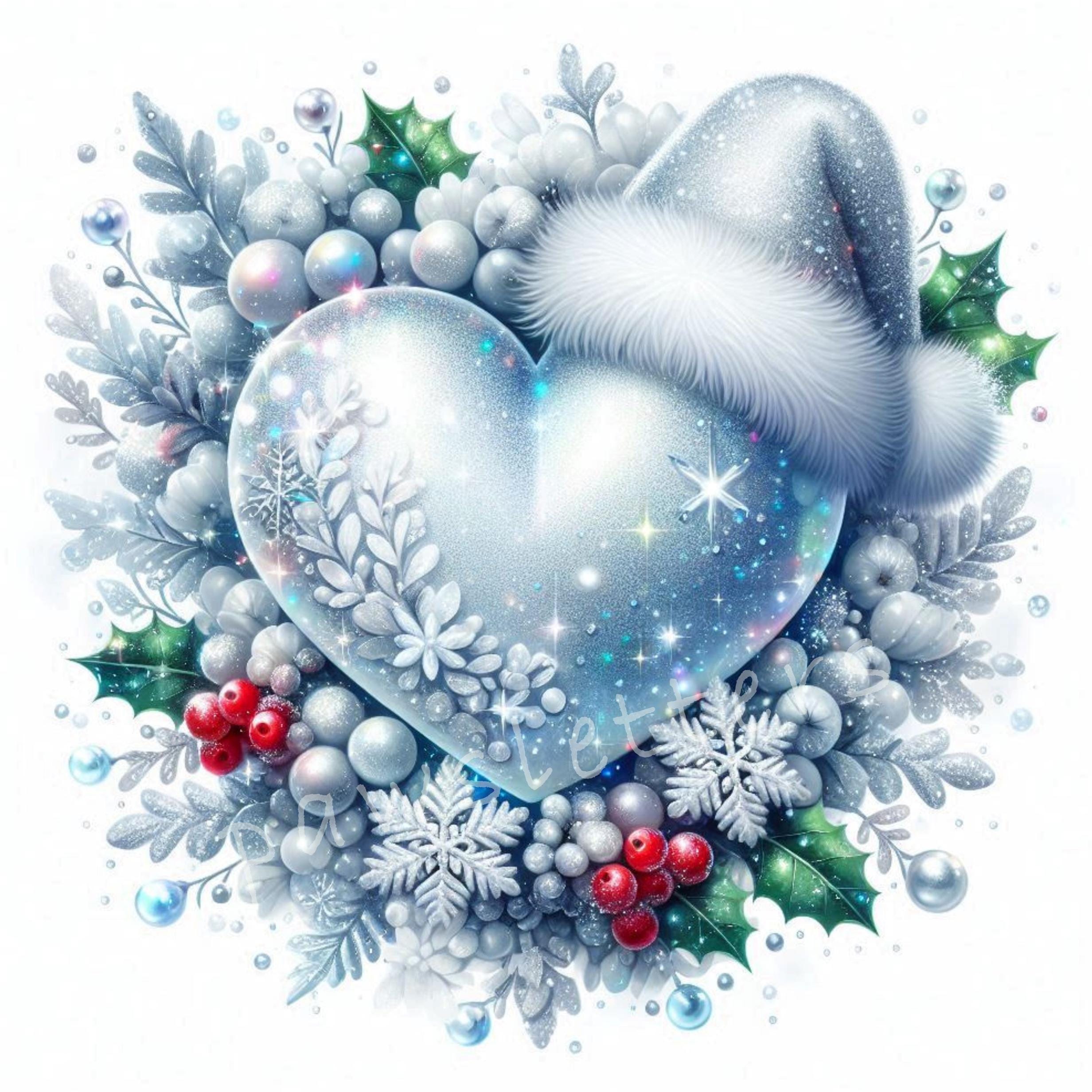 Winter Christmas Silver Hearts Clipart | Set of 10 | High Quality 300 ...